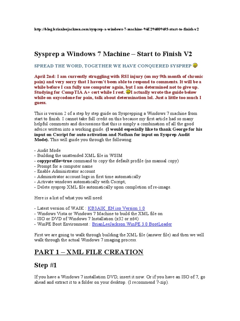 Sysprep A Windows 7 Machine | PDF | Computer File | Installation (Computer Programs)