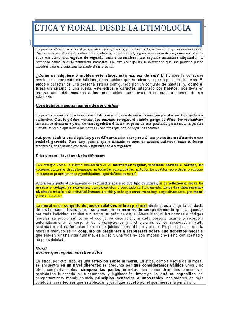 Etica y Moral Desde La Etimologia | PDF | Moralidad | Comportamiento
