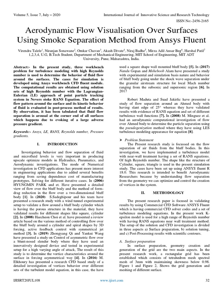 Aerodynamic Flow Visualisation Over Surfaces Using Smoke Separation ...