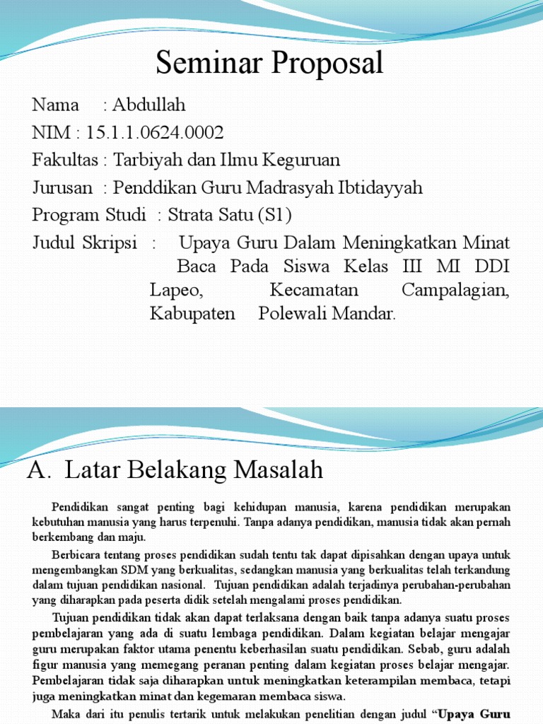 CONTOH MATERI PERSIAPAN Seminar Proposal | PDF