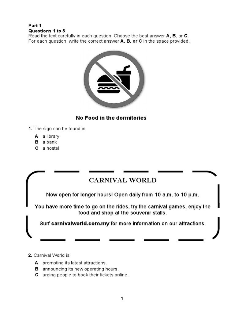 Form 1 2019 Exam Paper | PDF | Cuisine | Foods