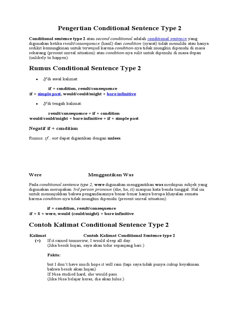 Pengertian Conditional Sentence Type 2: If Di Awal Kalimat | PDF | Syntax | Cognitive Science