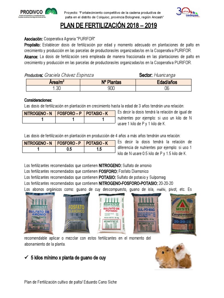 Plan de Fertilizacion 2018 - 2019 - Graciela Chavez (Prod.) | PDF ...