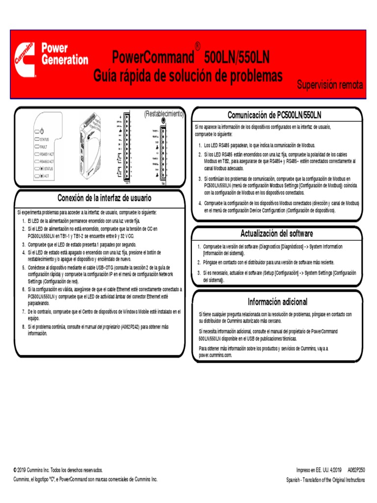 Solución de Problemas PowerCommand 500LN/550LN | PDF | Tecnología ...