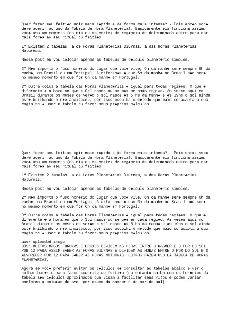 Tabela de Hora Planetária | PDF | Sol | Science