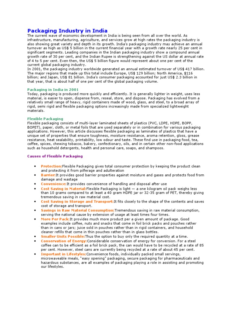 Packaging Industry in India | PDF | Packaging And Labeling | Foods
