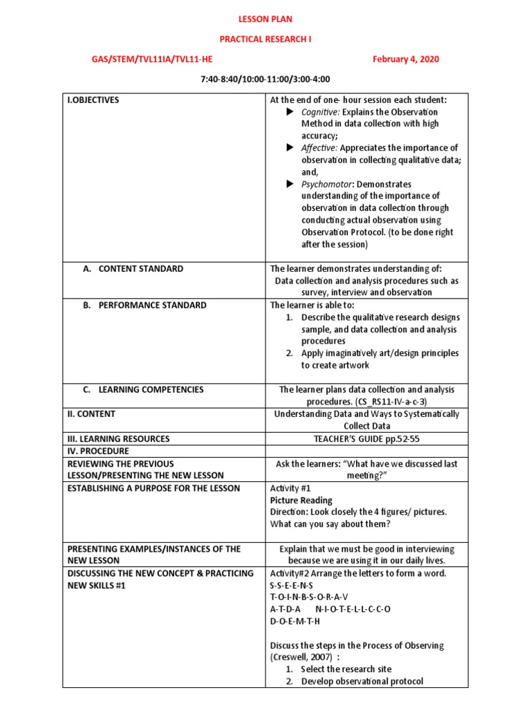 Senior High School Lesson Plan | PDF | Lesson Plan | Qualitative Research