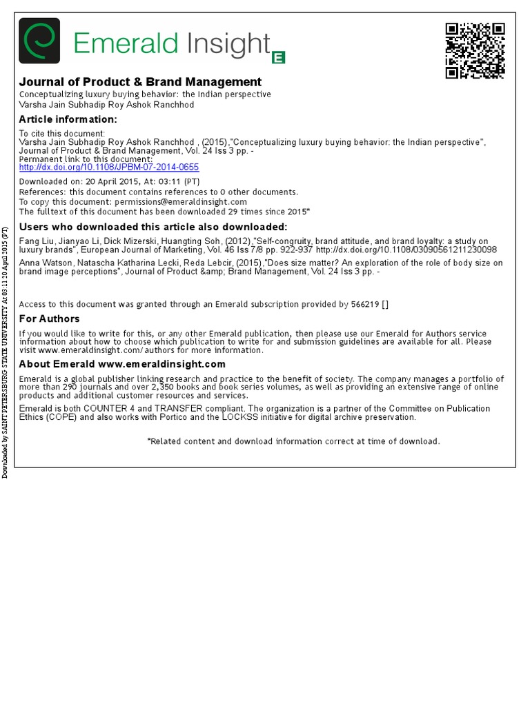 Conceptualizing Luxury Buying Behavior T Pdf Pdf Luxury Goods