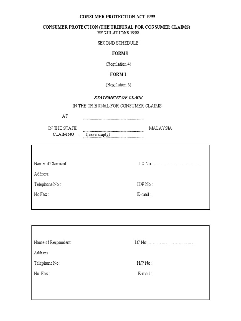 Consumer Protection Act 1999 Consumer Protection (The Tribunal For ...