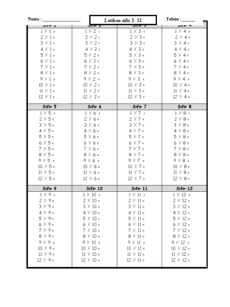 Lembaran Sifir | PDF | Leisure | Sports