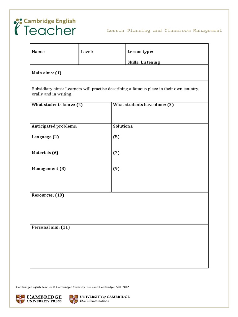 Lesson Plan Cover Page Template | PDF