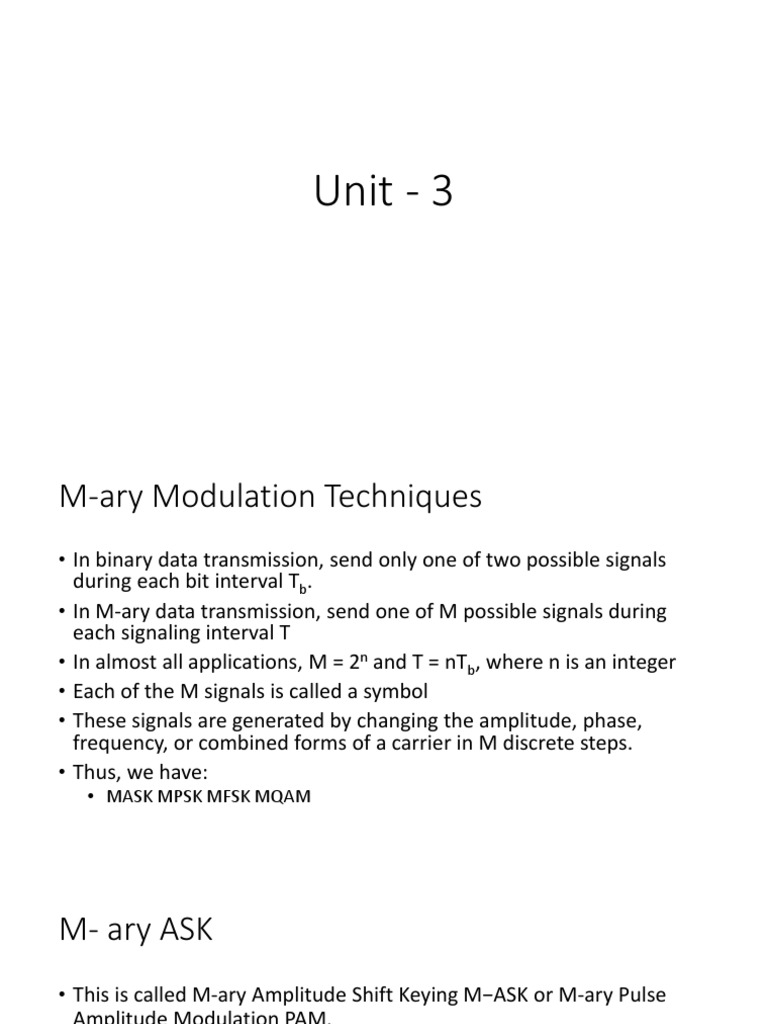 M-ary Modulation Techniques Overview | PDF