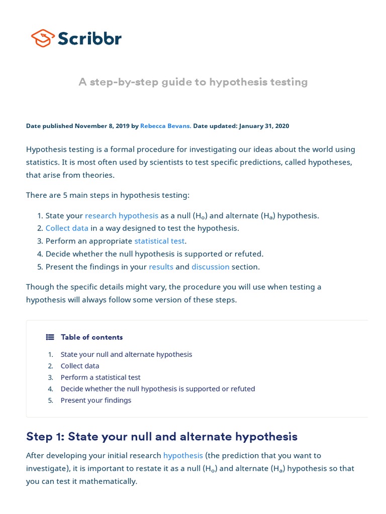 Hypothesis Testing - A Step-by-Step Guide With Easy Examples PDF ...