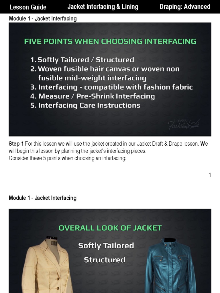 Module 1 - Jacket Interfacing | PDF | Seam (Sewing) | Fashion