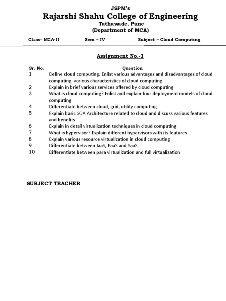Cloud Computing Assignments | PDF | Virtualization | Cloud Computing