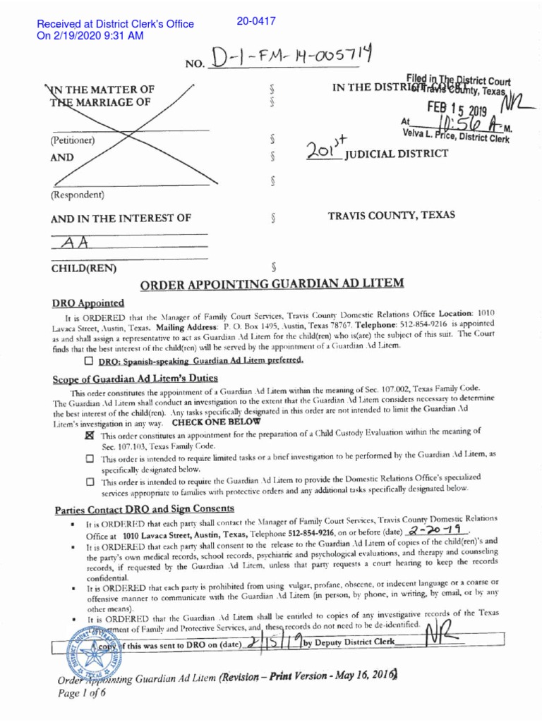 Order Appointing Guardian Ad Litem - Cory Allen & Amber Allen Case 02. ...
