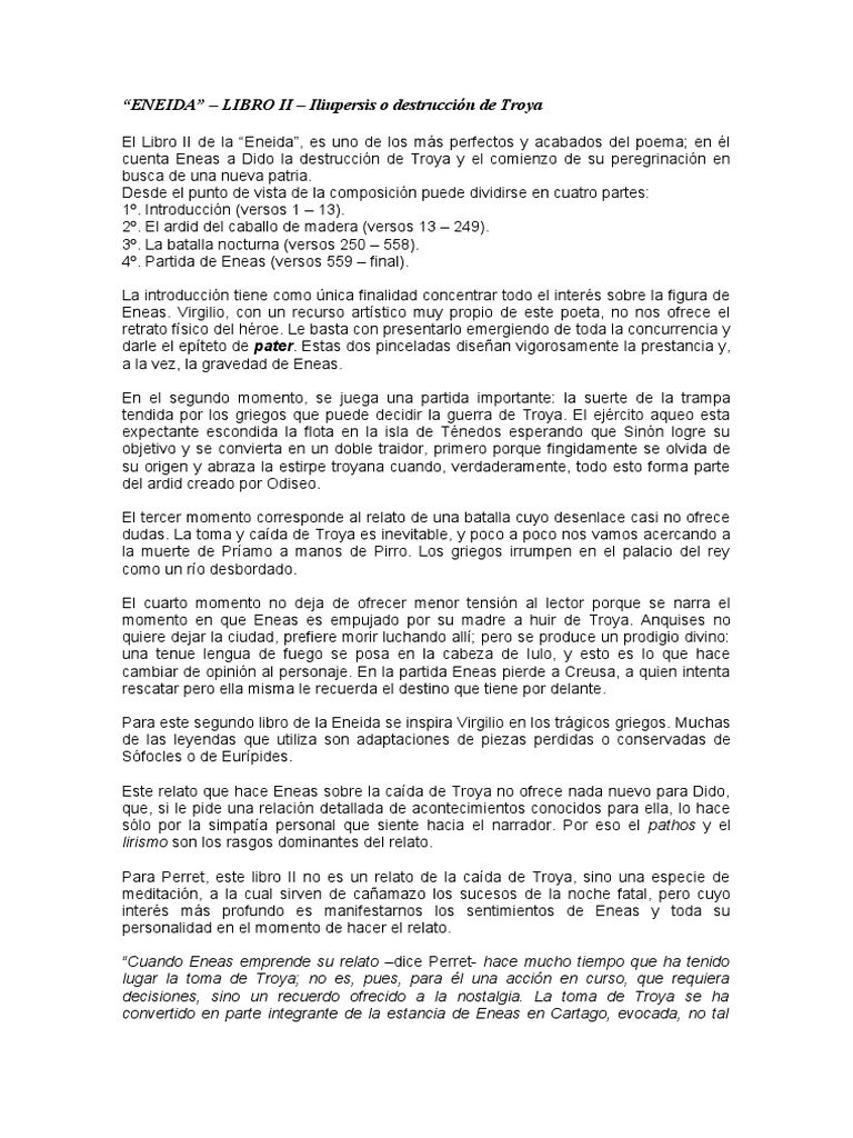 ENEIDA - Libro II análisis | PDF | Eneas | Eneida