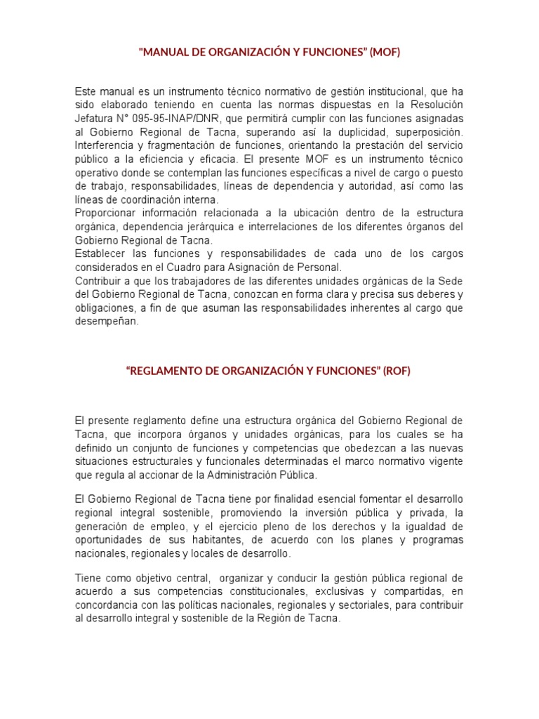 Resumen MOF y ROF | PDF