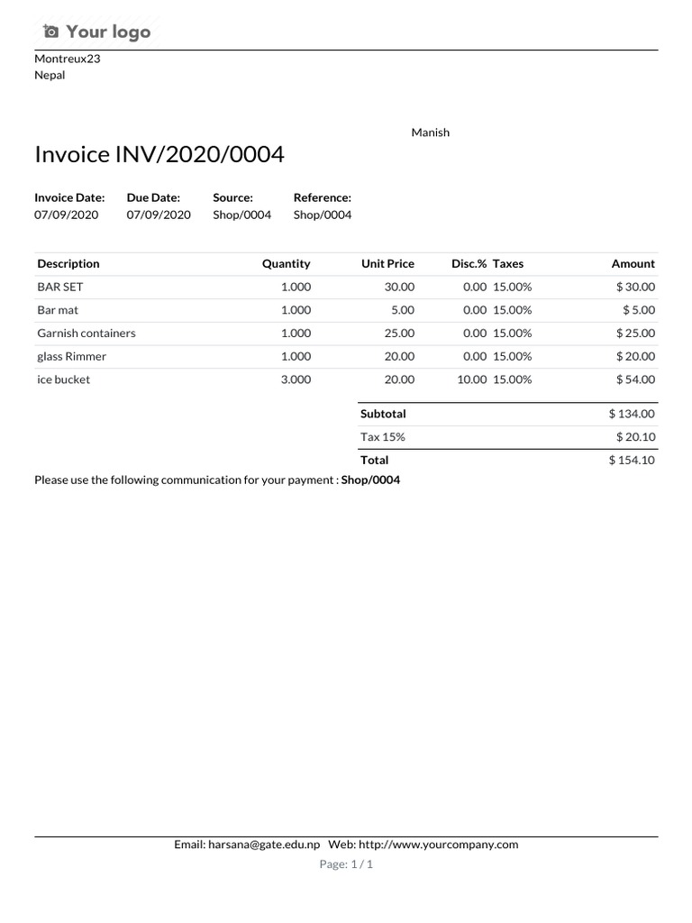 Invoice - Shop - 0004 | PDF
