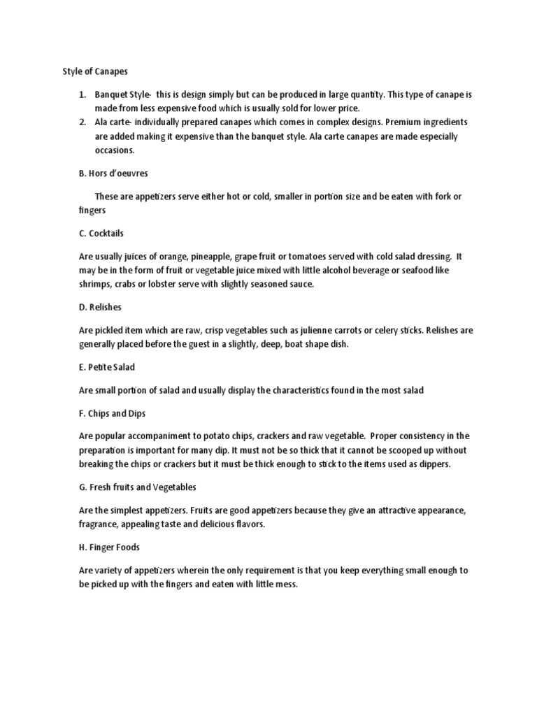 Types and Recipes of Appetizers | PDF | Hors D'oeuvre | Zest (Ingredient)