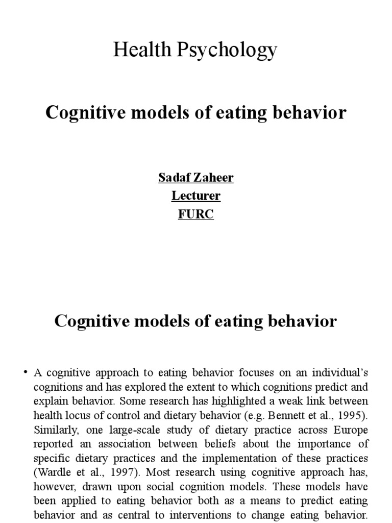 Cognitive Models of Eating | PDF | Attitude (Psychology) | Behavior