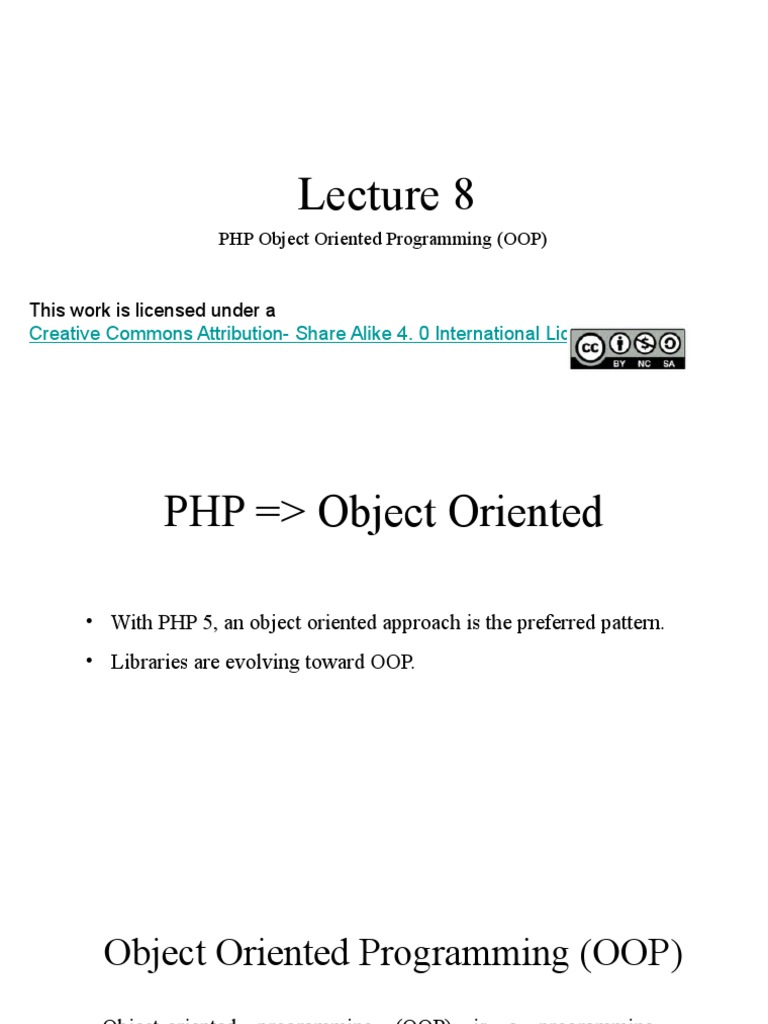 PHP Object-Oriented Programming Basics | PDF | Object Oriented Programming | Class (Computer ...