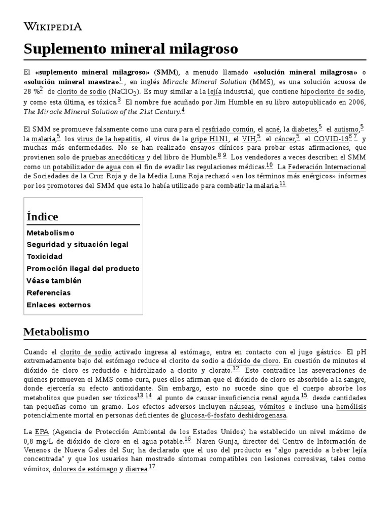 Suplemento Mineral Milagroso | PDF | Medicina | Sustancias químicas