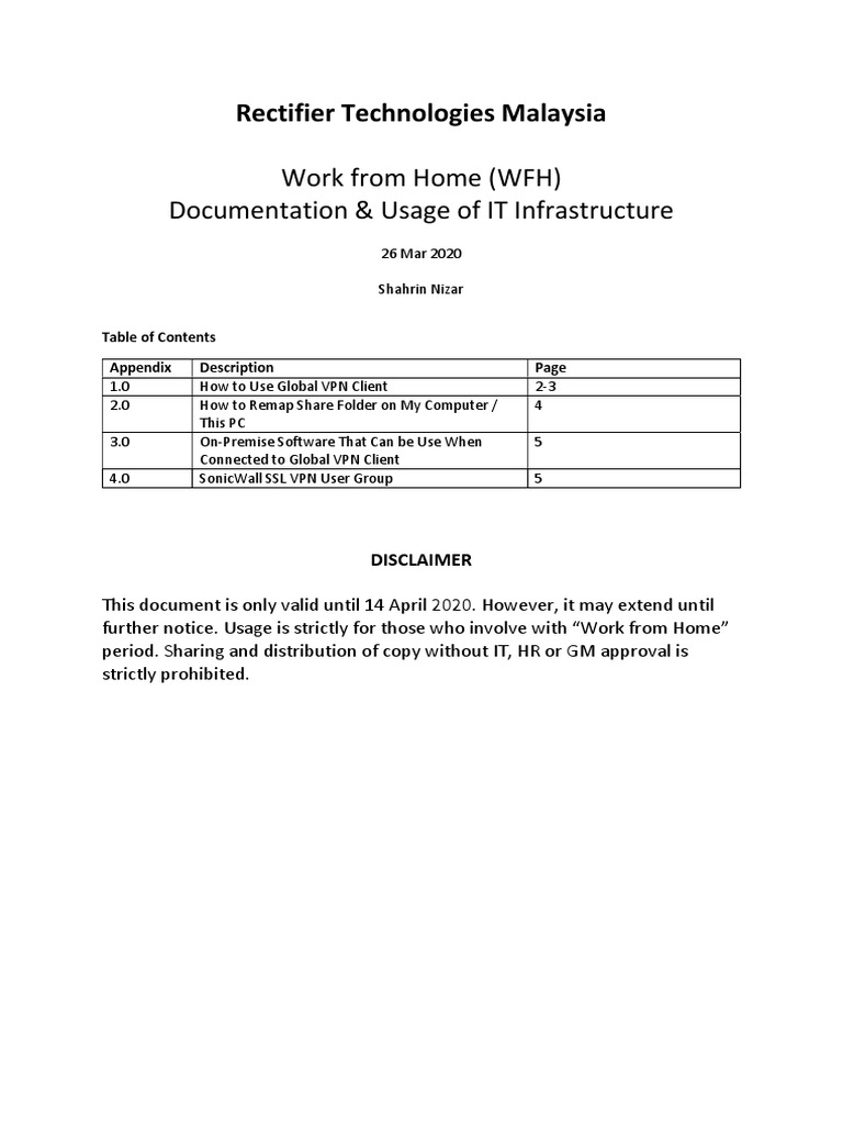 WFH - Documentation & Usage of IT Infrastructure | PDF | Client ...