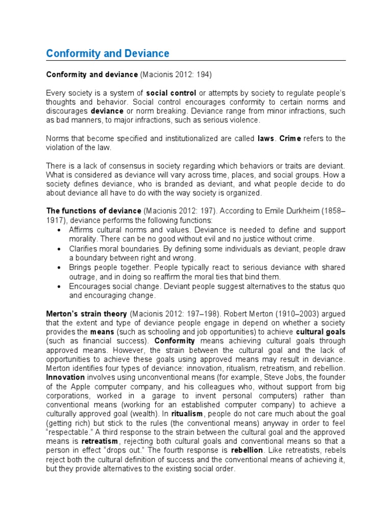 Conformity and Deviance | PDF | Deviance (Sociology) | Social Psychology