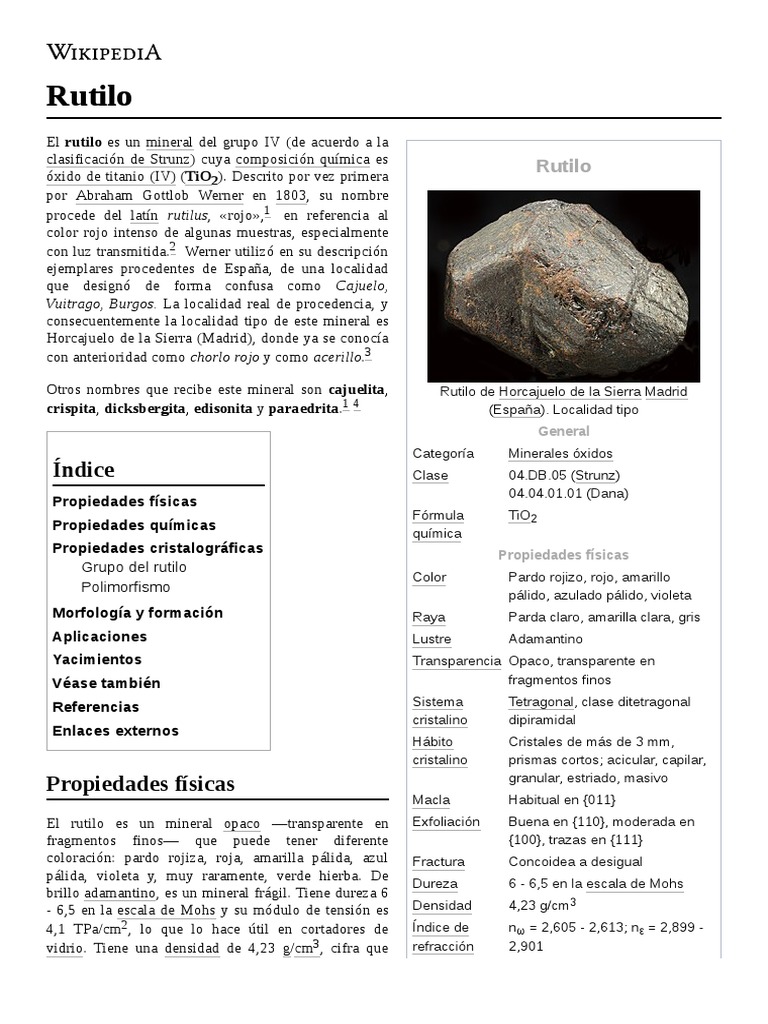 Rutilo | PDF | Minerales | Química