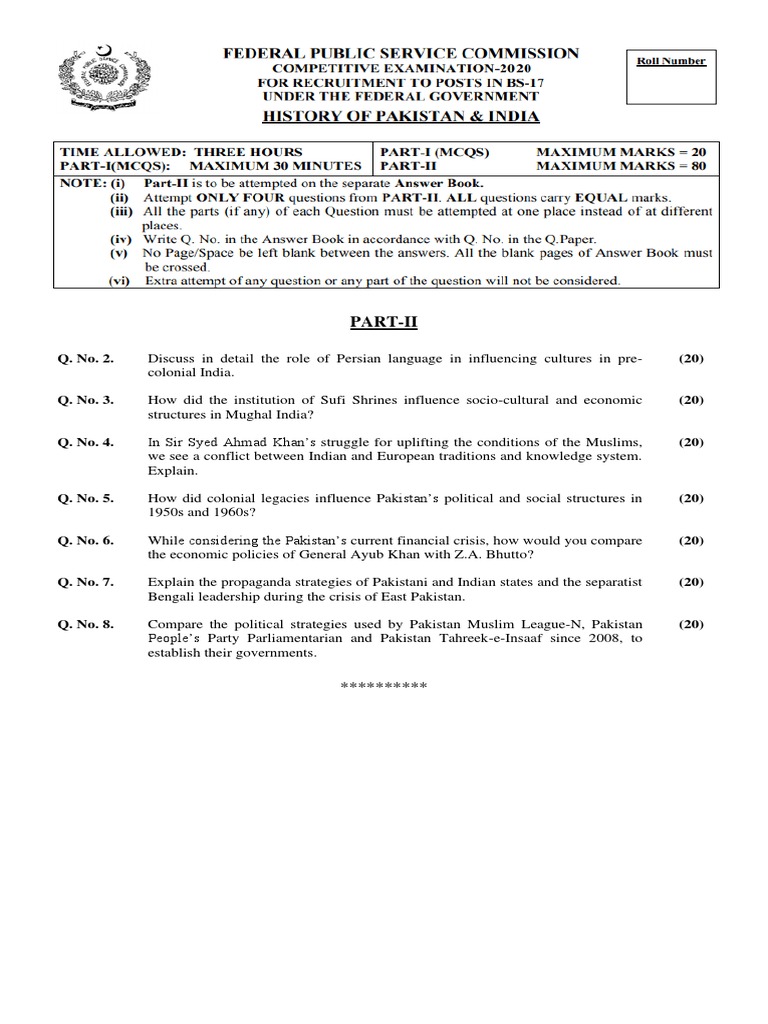 Css History of Pakistan and India 2020 PDF | PDF