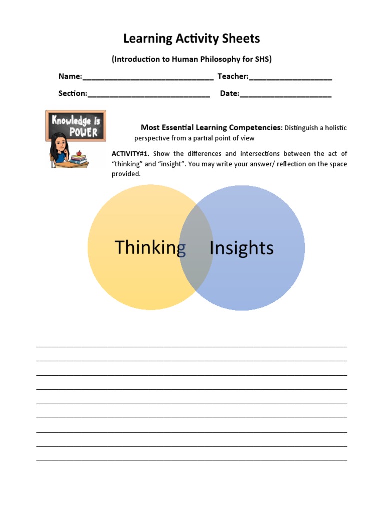 Thinking Insights: Learning Activity Sheets | PDF | Academic Discipline ...