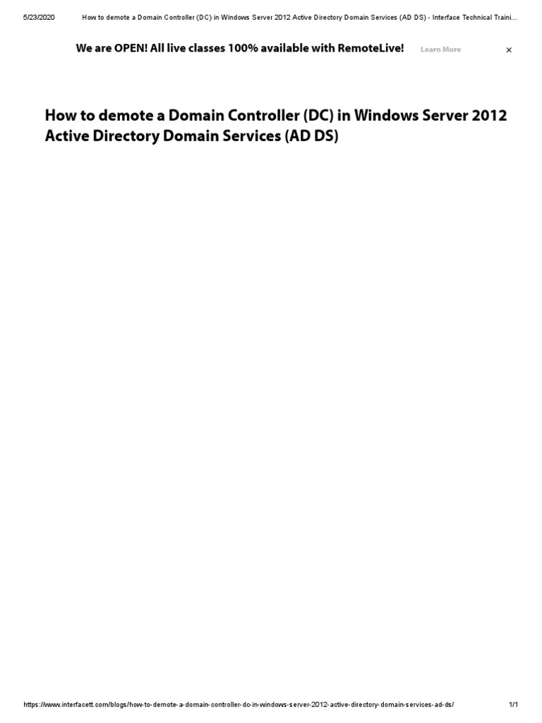 How To Demote A Domain Controller (DC) in Windows Server 2012 Active ...