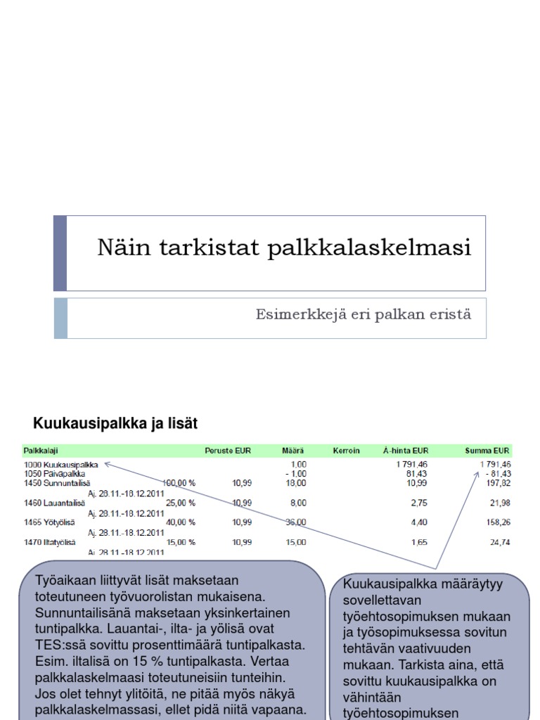 Tarkista Palkkalaskelmasi | PDF