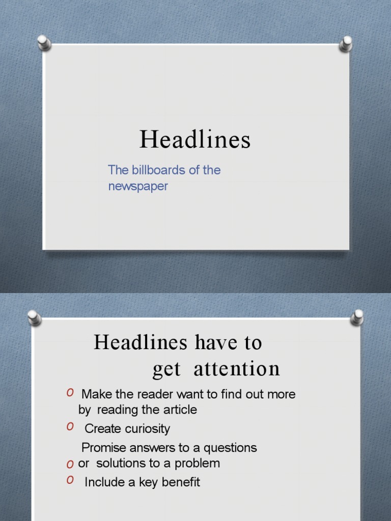 Headlines: The Billboards of The Newspaper | PDF | Verb | Syntax