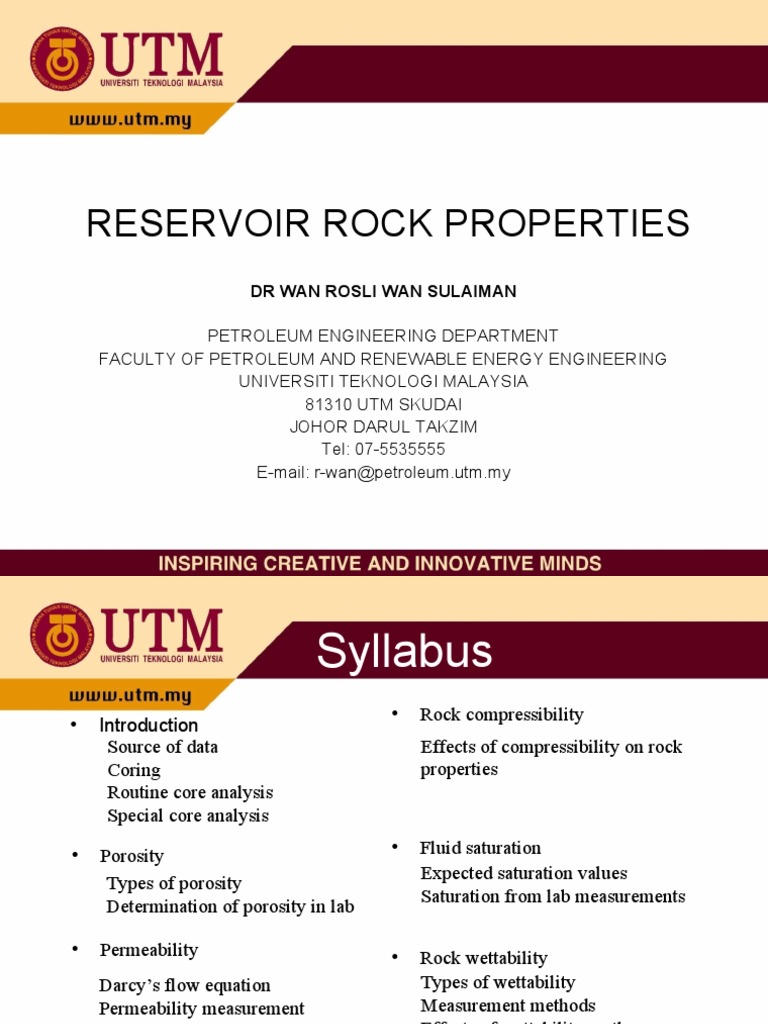 Analysis of Key Reservoir Rock Properties: Porosity, Permeability ...