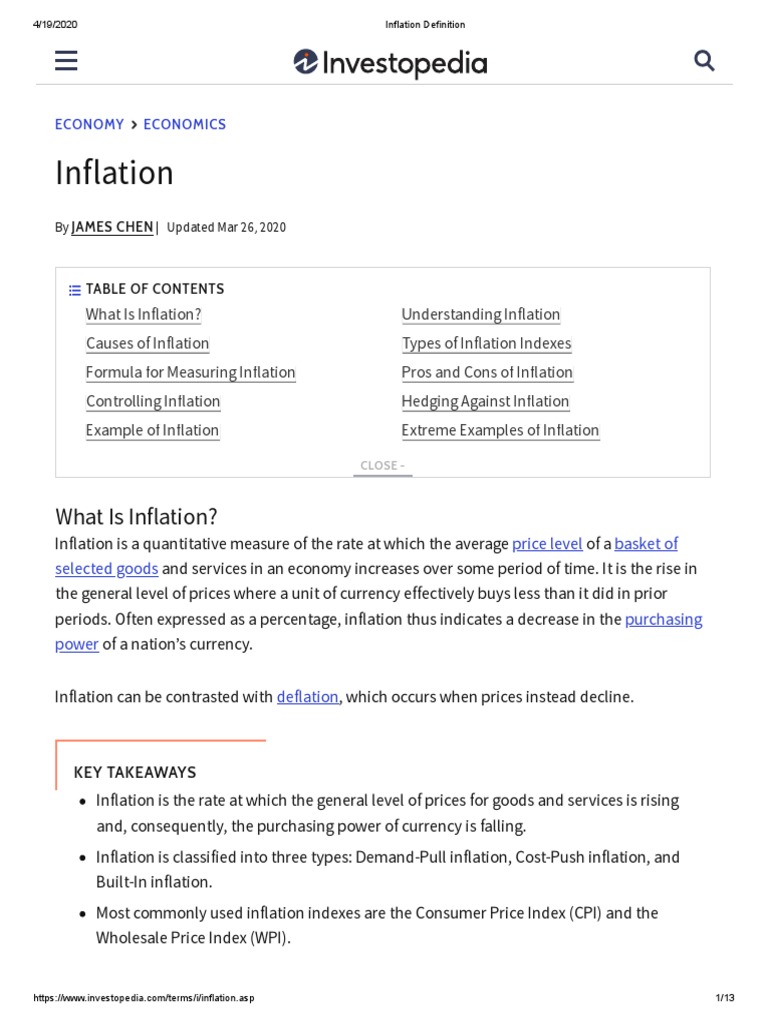 Inflation Definition | PDF | Inflation | Consumer Price Index