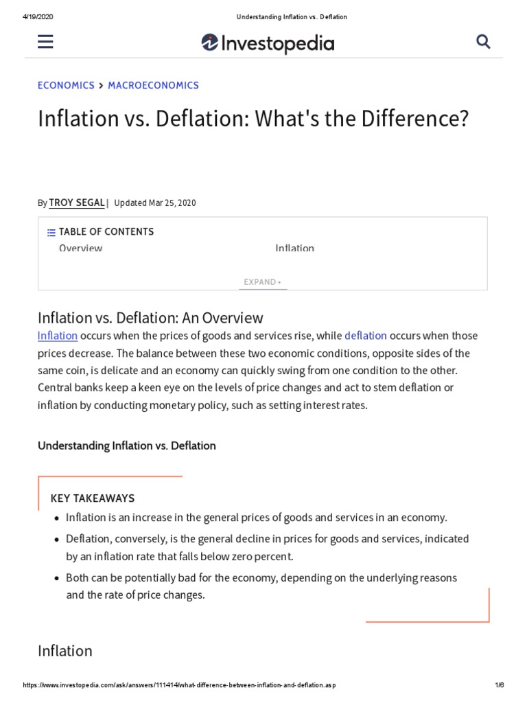 Understanding Inflation vs. Deflation | PDF | Deflation | Great Depression