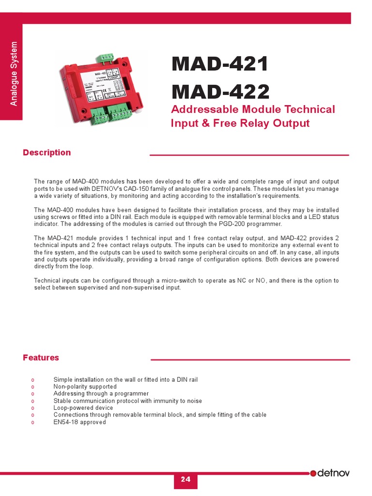Adresabilni Modul Sa Jednim Nadziranim NO Ili NC Ulazom I Jednim ...