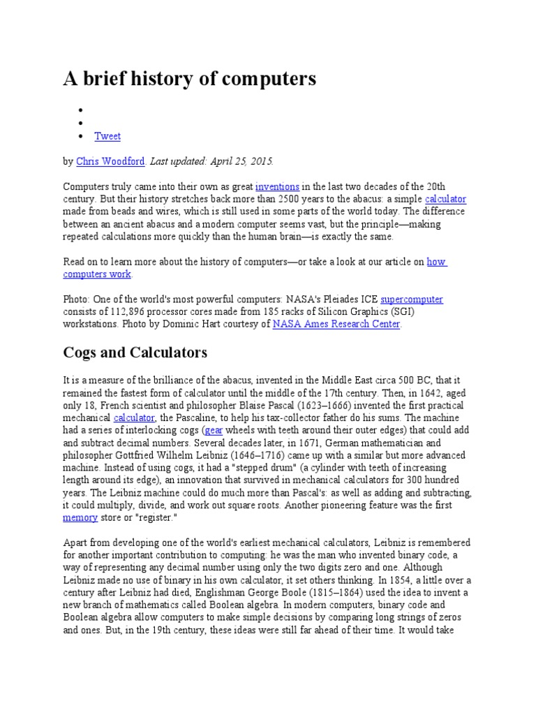 A Brief History of Computers | PDF | Integrated Circuit | Transistor
