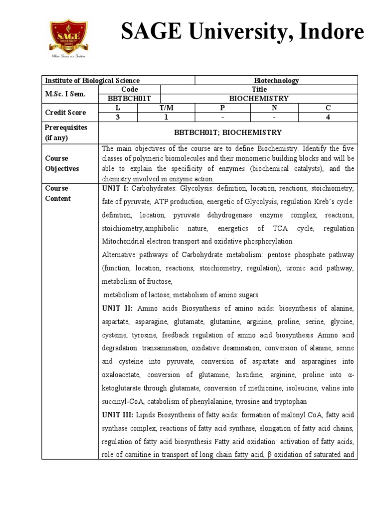 MSC Biotechnology Syllabus FINAL | PDF | Immune System | Antigen