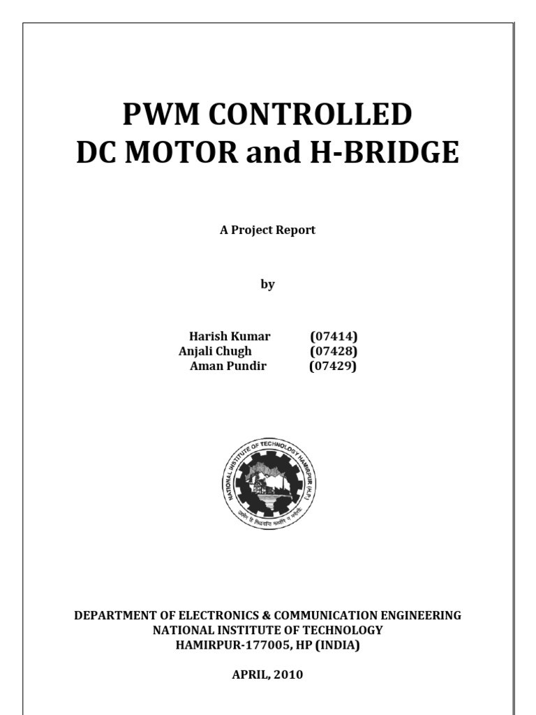 Pulse Width Modulation Controlled DC Motor and H-Bridge | PDF ...
