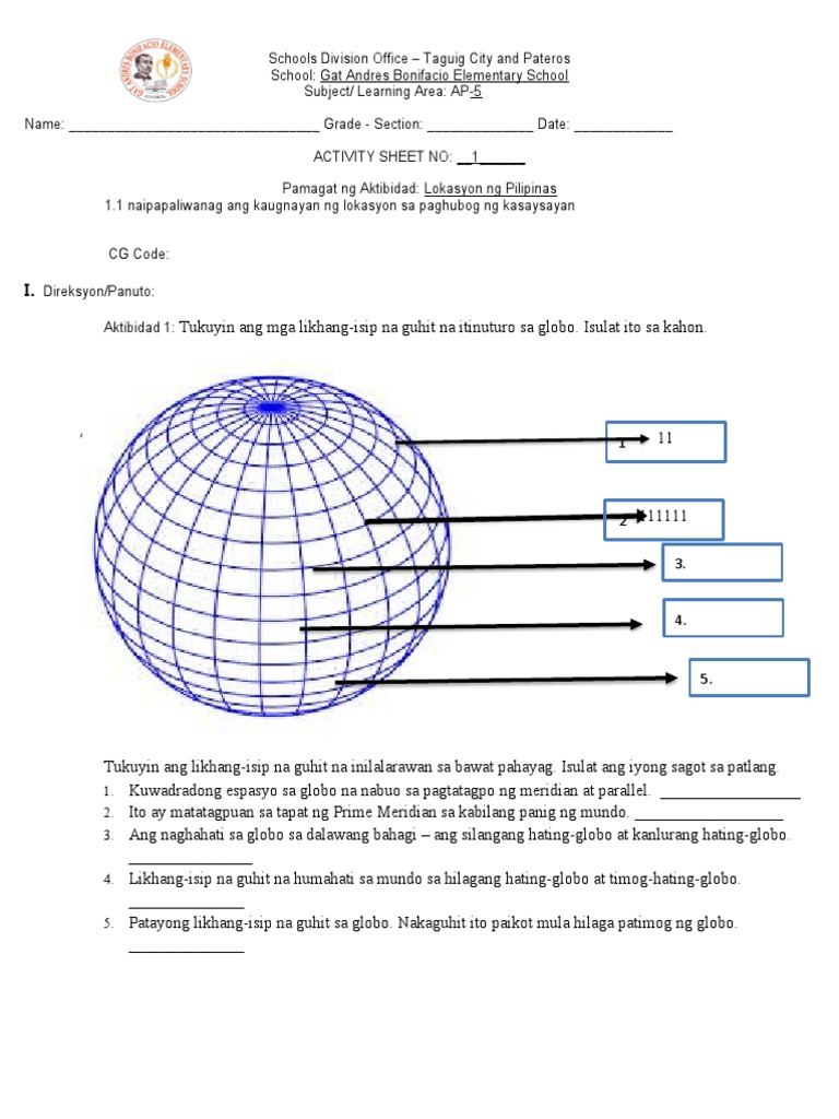 1ST Quarter Ap Worksheet GR.5 | PDF