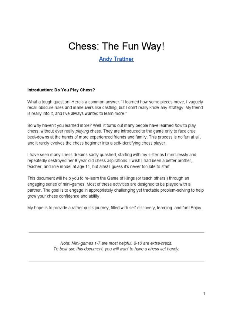 Andy Trattner - Chess - The Fun Way | PDF | Chess | Game Theory