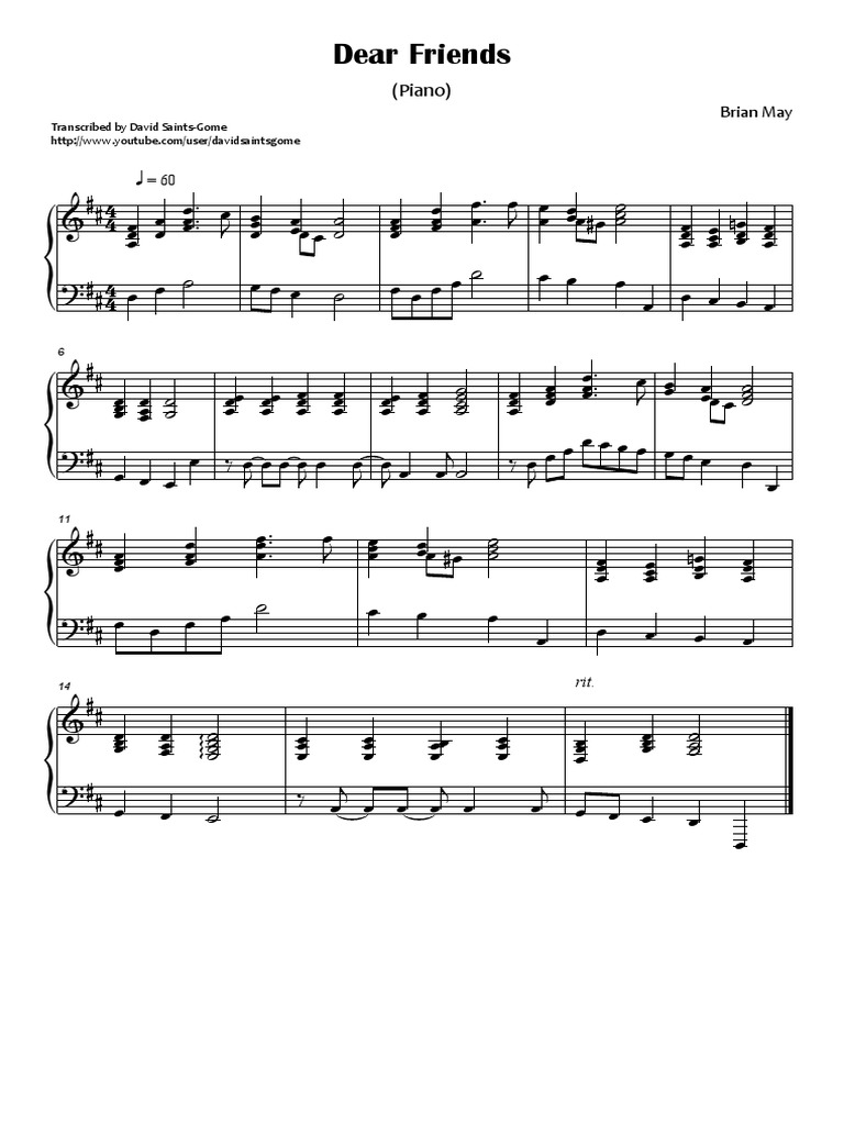 Dear Friends Piano Sheet Music | PDF