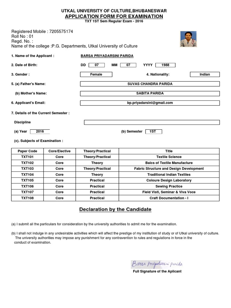 Application Form For Examination | PDF | Business