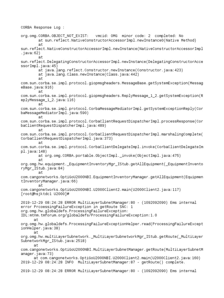 CORBA Response Log | PDF | Common Object Request Broker Architecture ...