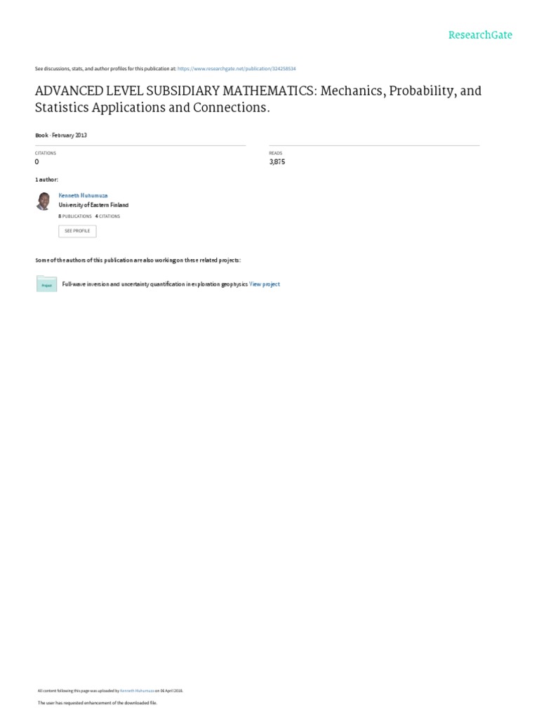 A Level Submaths | PDF | Probability Distribution | Variance