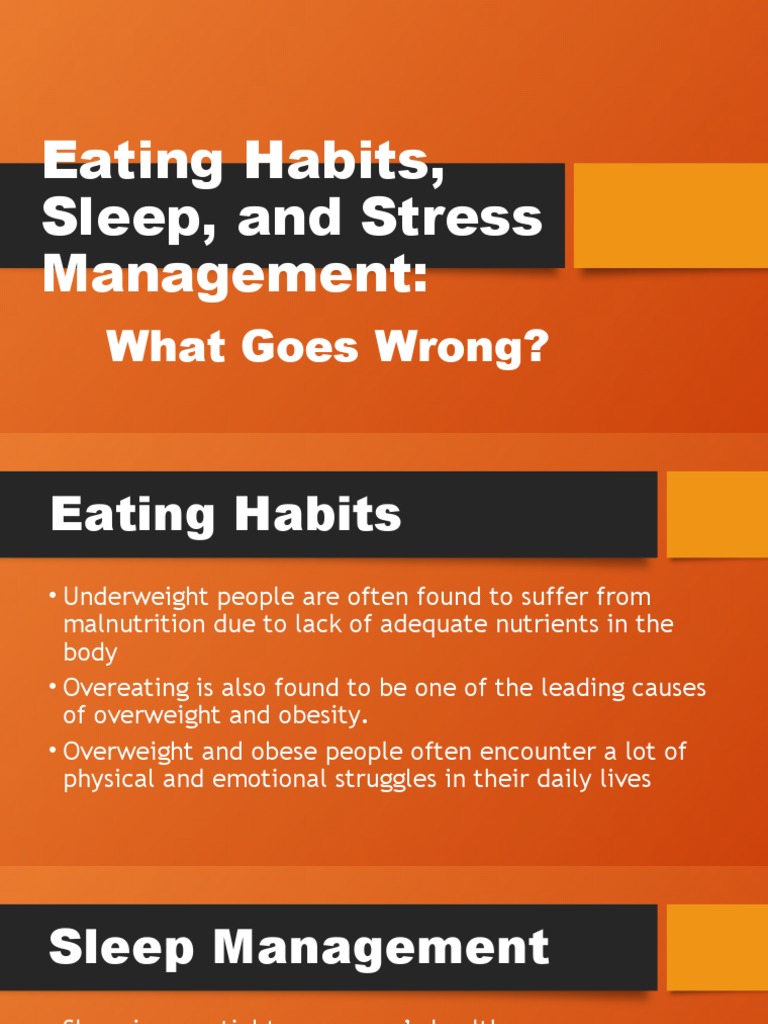 Health Behaviors: Sleep, Stress, Eating | PDF