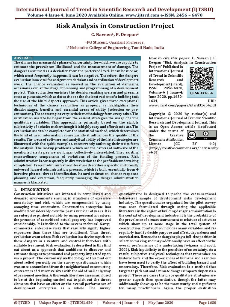 310 Risk Analysis in Construction Project PDF | PDF | Risk | Safety